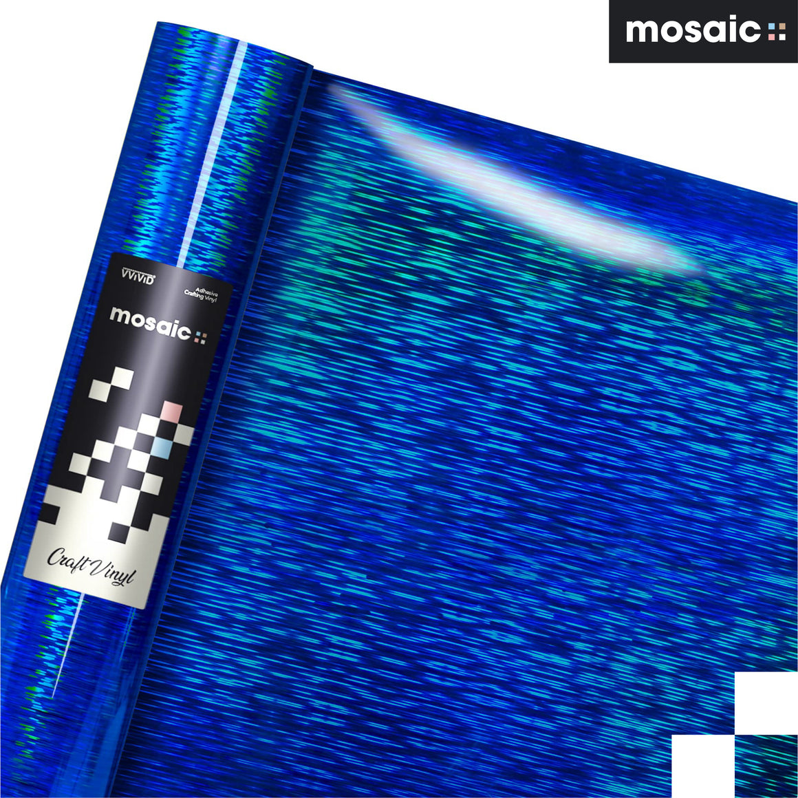 MOSAIC+ Blue Holographic Brushed — Permanent Craft Vinyl (1ft x 5ft ...